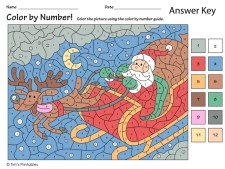 Color by Number - Santa's Sleigh - Tim's Printables