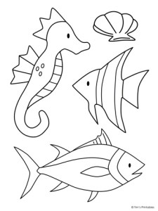 Sea Life Cut and Paste Activity & Coloring Pages - Tim's Printables