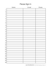 Blank Sign In Sheet Templates