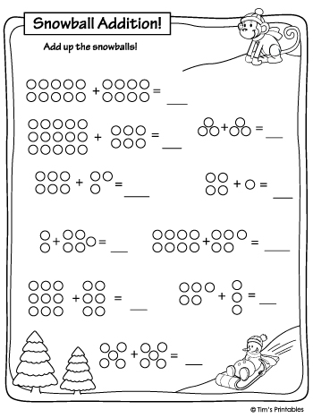 Snowball-Addition-Worksheet-350 – Tim's Printables