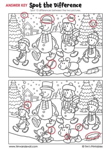 Snowman Family Spot the Difference - Tim's Printables