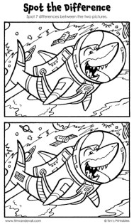 Spot the Difference - Space Shark - Tim's Printables