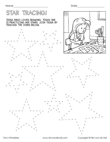 star tracing worksheet - Tim's Printables
