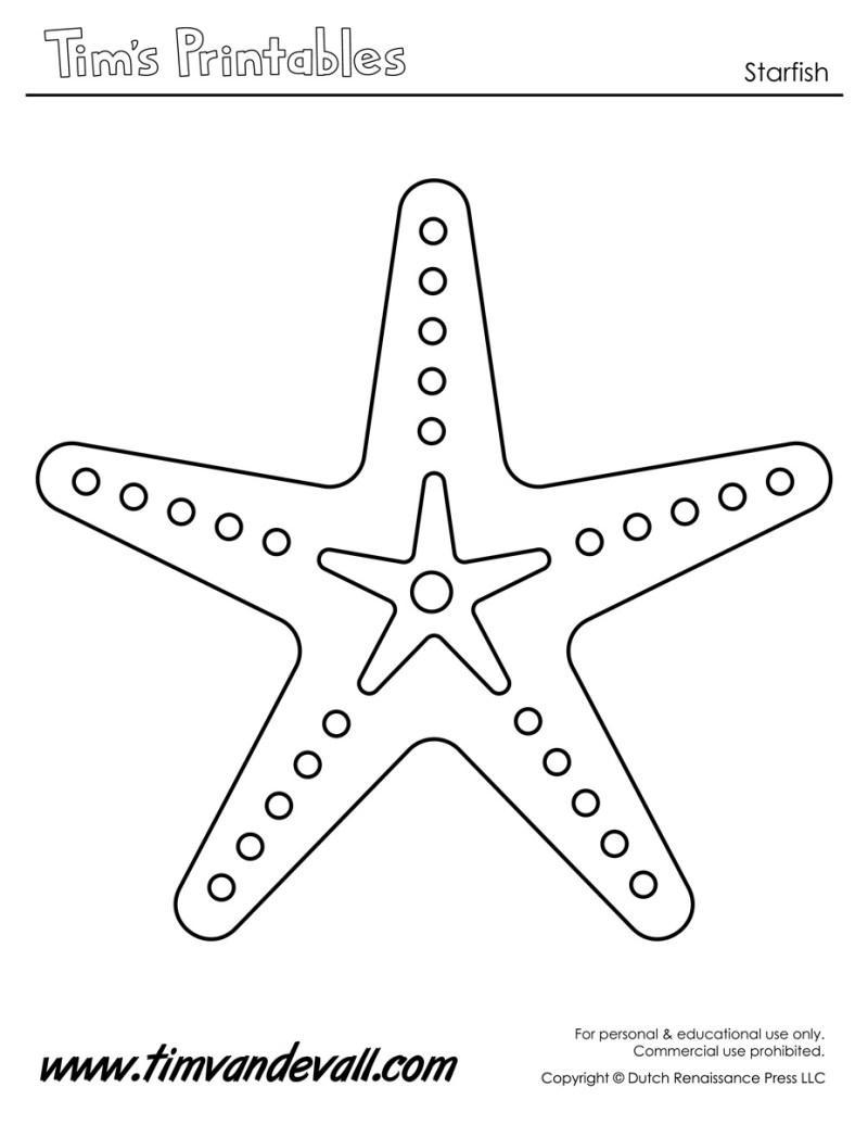Starfish Outline - Tim's Printables