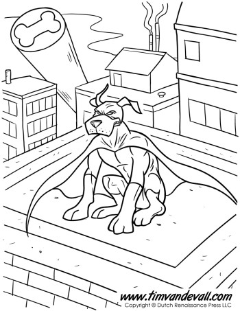Superhero Dog Coloring Page - Tim's Printables
