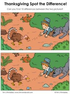Thanksgiving Spot the Difference - Tim's Printables