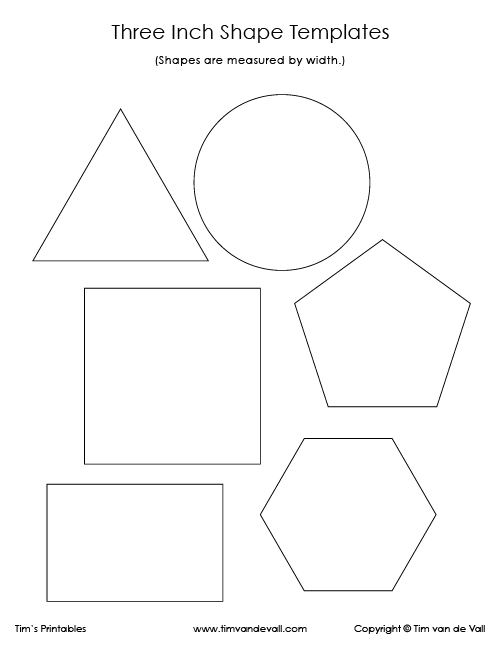 three inch shape templates-500 - Tim's Printables