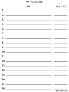 To Do List Template - Tim's Printables