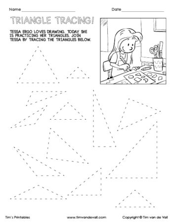 triangle tracing worksheet-500 - Tim's Printables