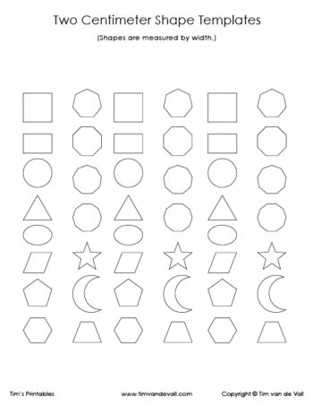 two centimeter shape templates-500 - Tim's Printables