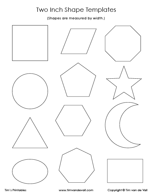 two inch shape templates-500 - Tim's Printables
