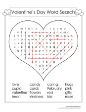 Valentines Day Word Search Answer Key - Tim's Printables