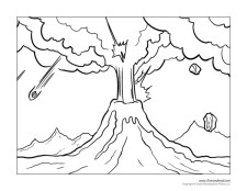 Volcano Coloring Pages